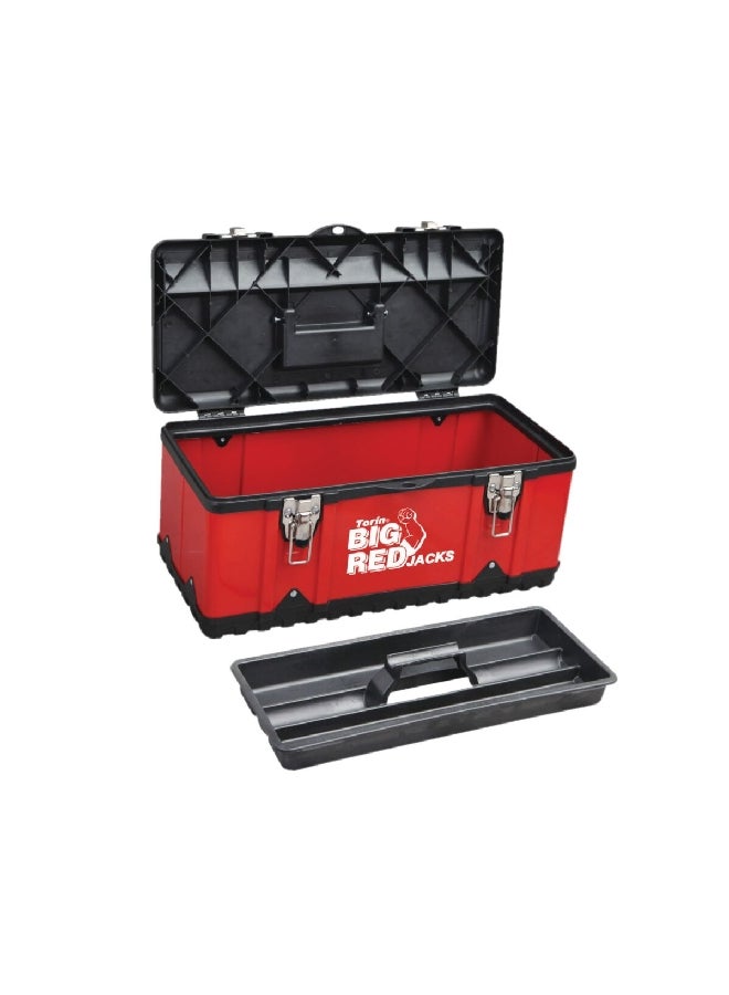 TORIN Heavy Duty Steel and Plastic Tool Box with Clasp Lock Red and ...
