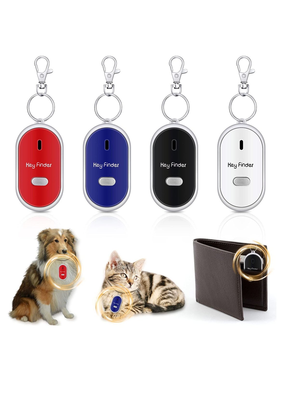 SYOSI 4 Pieces Key Finder Locator LED Light Remote Sound Control Lost ...