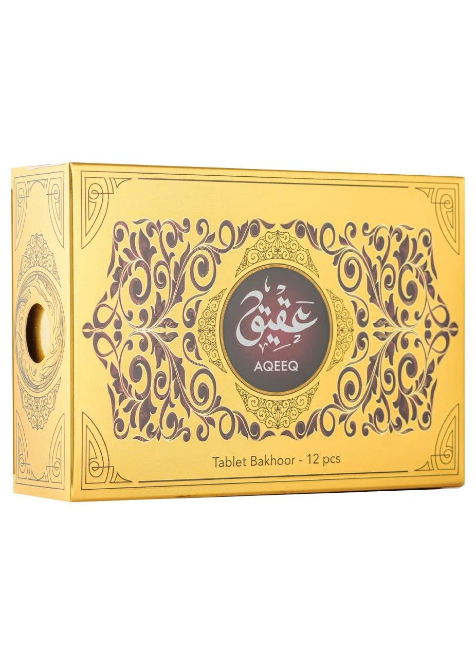 HAMIDI Aqeeq Tablets Bakhoor Pack of 12, 100% Pure Oriental Oud Bakhoor ...