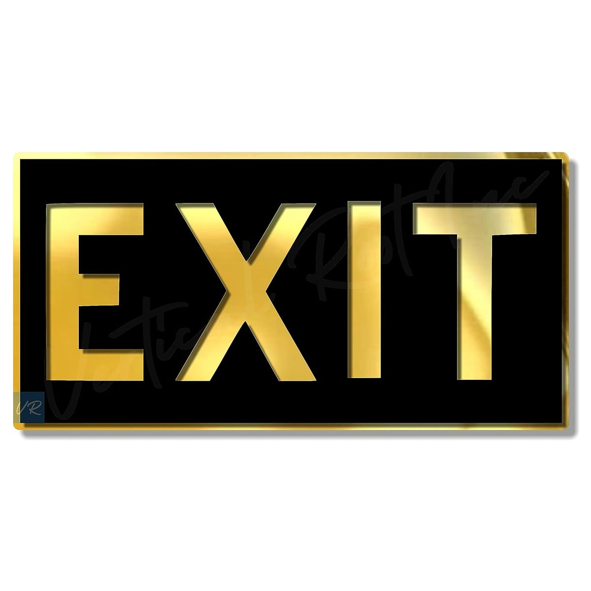 Vertical Root Inc ® EXIT SIGN BLACK GOLD Self adhesive Sign 10 inch by ...