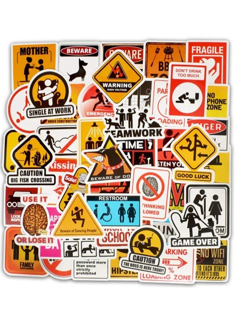 Generic 50 pieces of traffic stickers, warning sign style vinyl ...