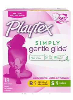 playtex Playtex Simply Gentle Glide - 18 Tampons [9 Regular - 9 Super ...