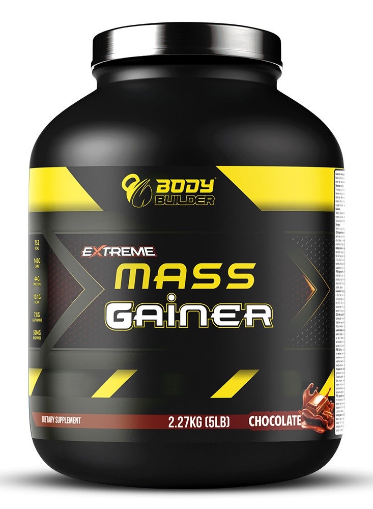 Body Builder Extreme Mass Gainer - Chocolate Flavor, 5 LB - BCAAs ...