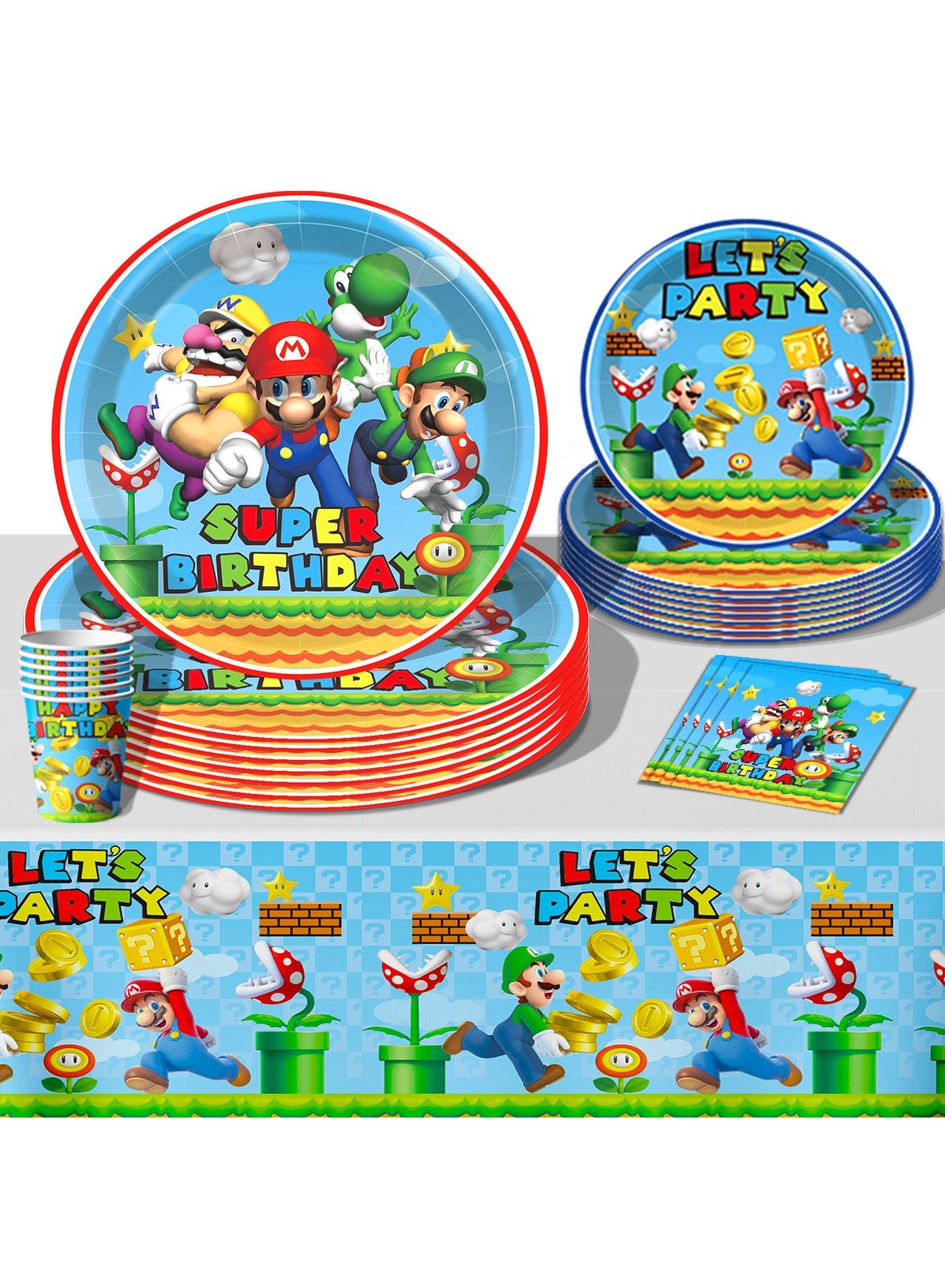 Joshberg Mario Theme Party Disposable Tableware Set Kids Birthday Party ...