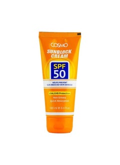 COSMO Sunblock Cream SPF 50 UVA/UVB Protection Non Greasy Quick ...