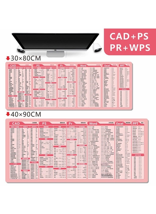 Generic Mouse Pad Extra Large Shortcut Keys Cad Software Excel Function ...