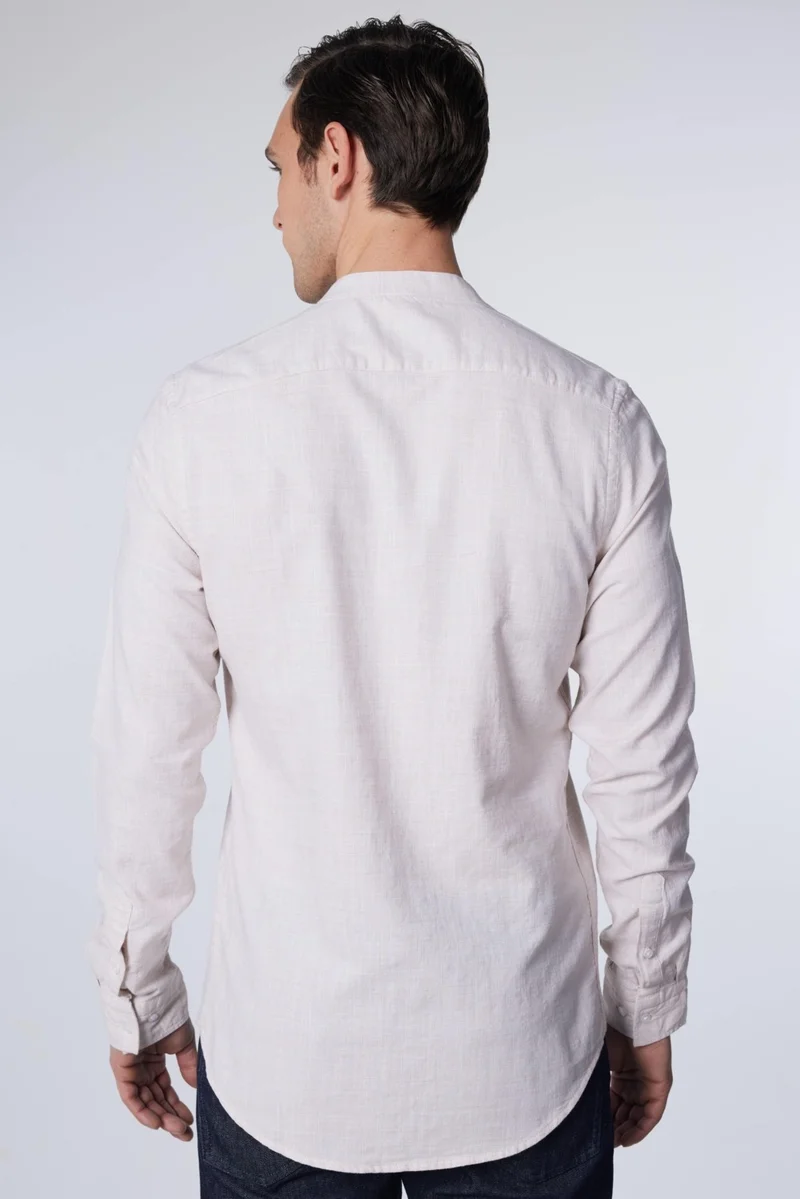 Tudors Slim Fit Long Sleeve Narrow Cut Collar Linen Texture Dobby ...