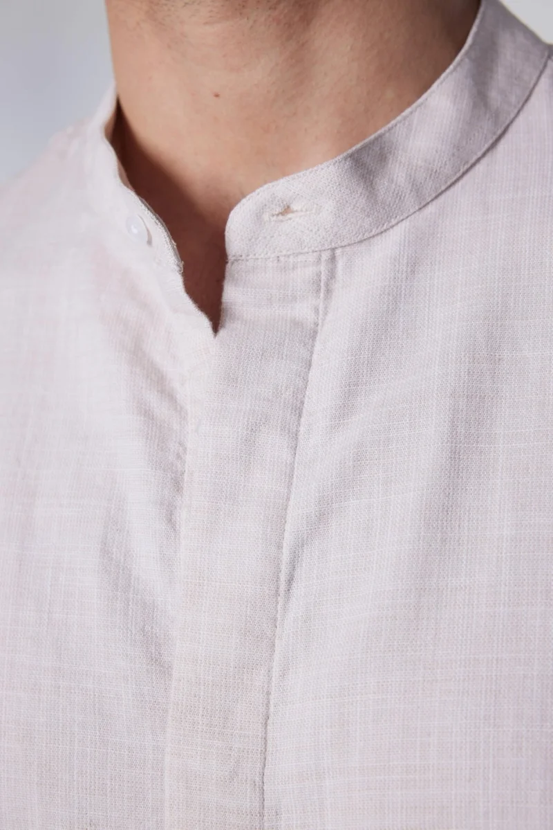 Tudors Slim Fit Long Sleeve Narrow Cut Collar Linen Texture Dobby ...