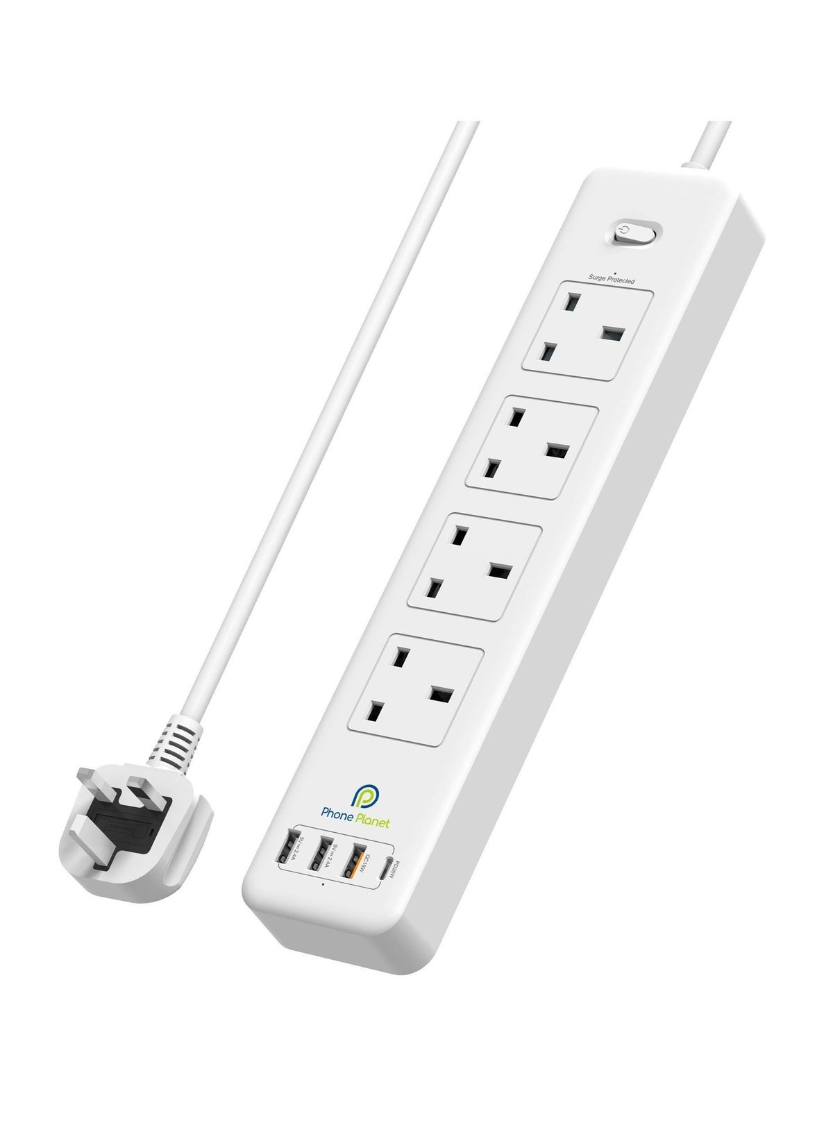 Phone Planet 3 meter power plug with 4 sockets and 3 USB the ideal ...