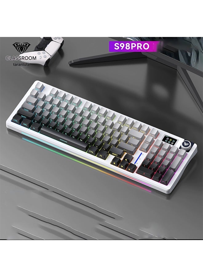AULA AULA S98 Pro Wireless Mechanical Keyboard,Smart Screen & Knob,Tri ...