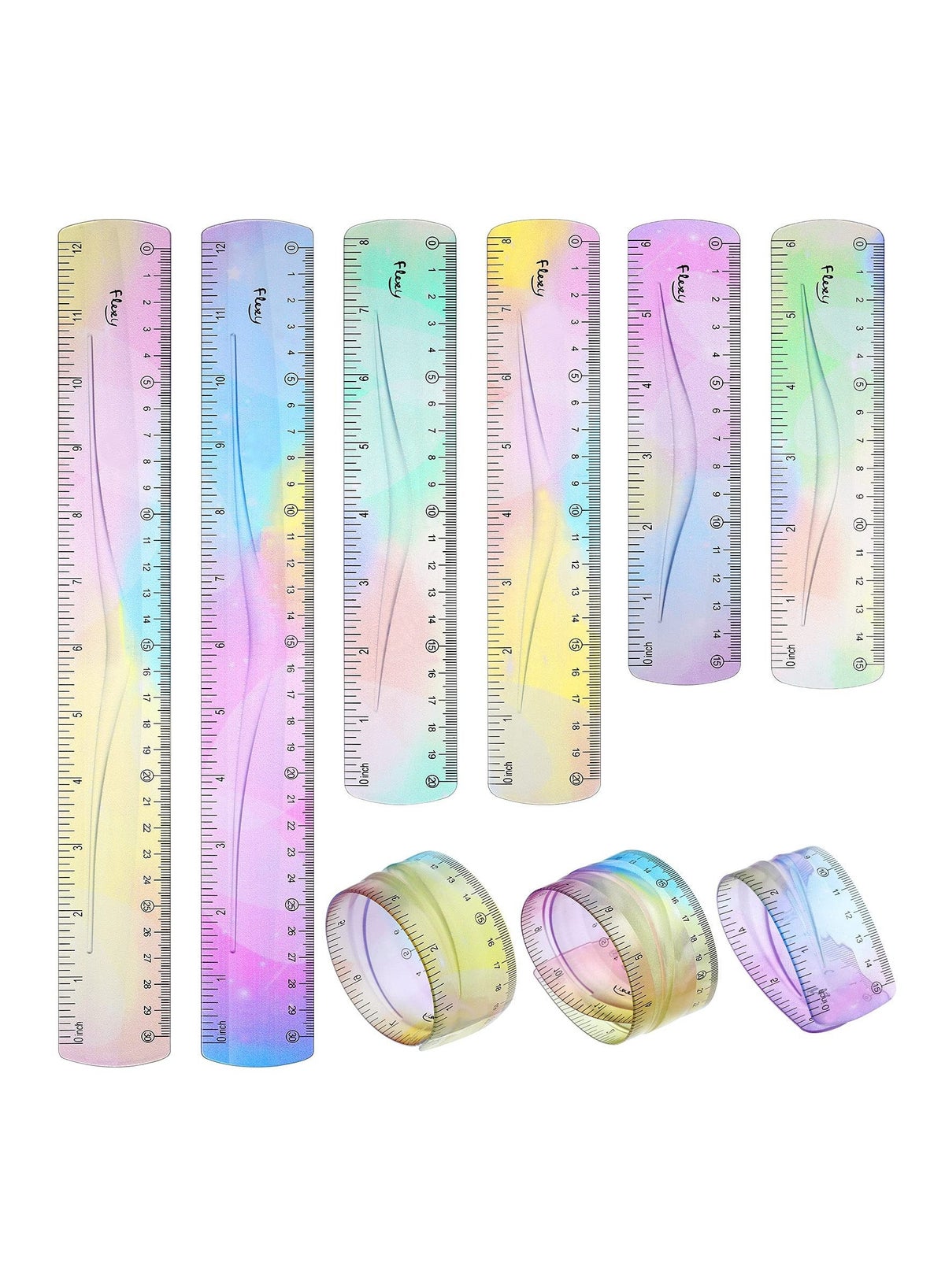 Generic Rulers Set, 12 8 6 Inch Rulers Set 6 Pieces Soft Bendable Ruler ...