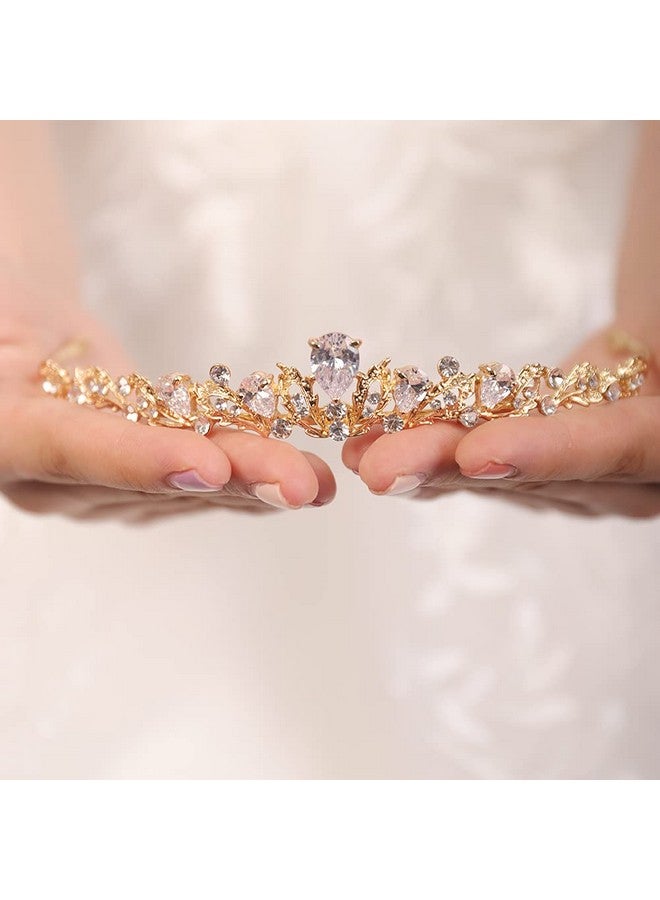 JWICOS Gold Princess Tiara Crown For Girls Wedding Headband Headpieces ...
