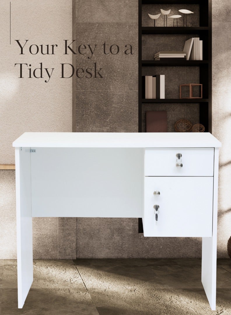 AFT Modern 18mm MDF Office Desk & Study Table with Lockable Drawer and ...