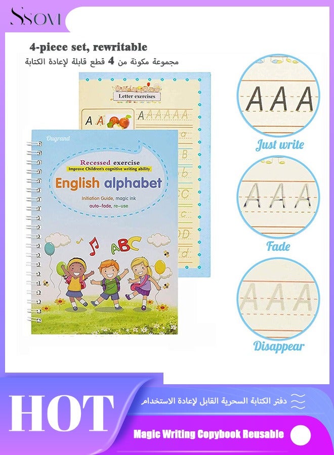 Ssovi (4 Practice Books With Pen)Magic Ink Copybooks For Kids Reusable ...