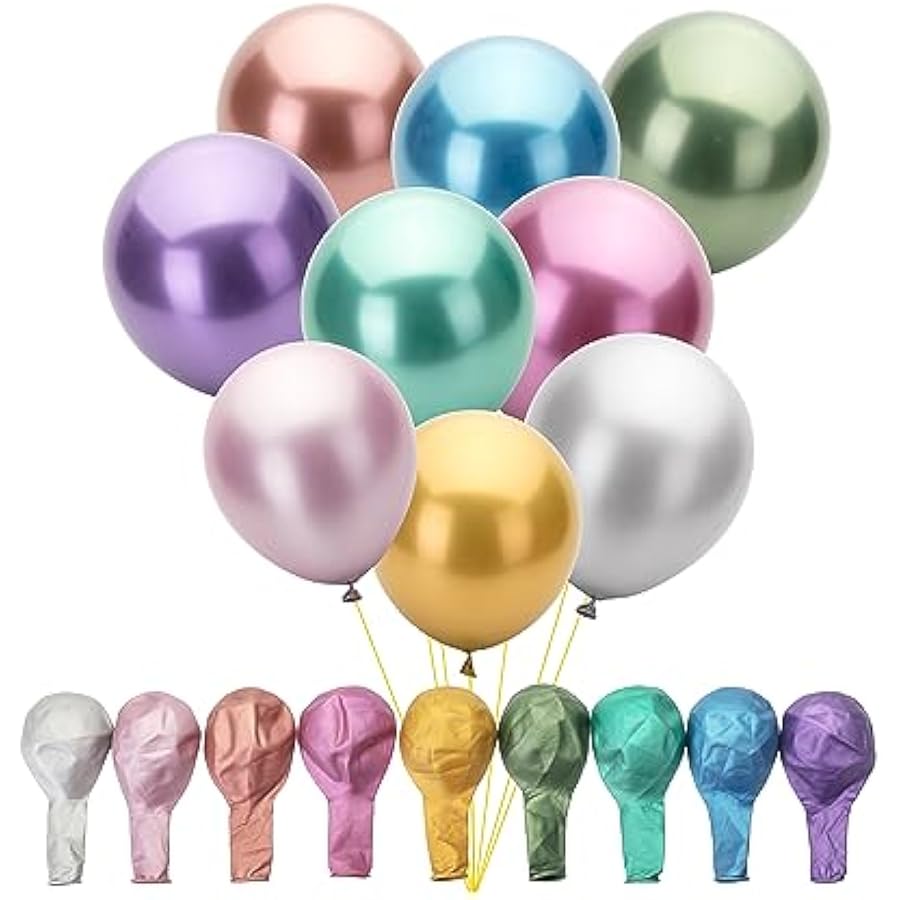 Generic - Metallic Balloons, 12 Inch, 54 Pack, 9 Colors, Balloons for ...