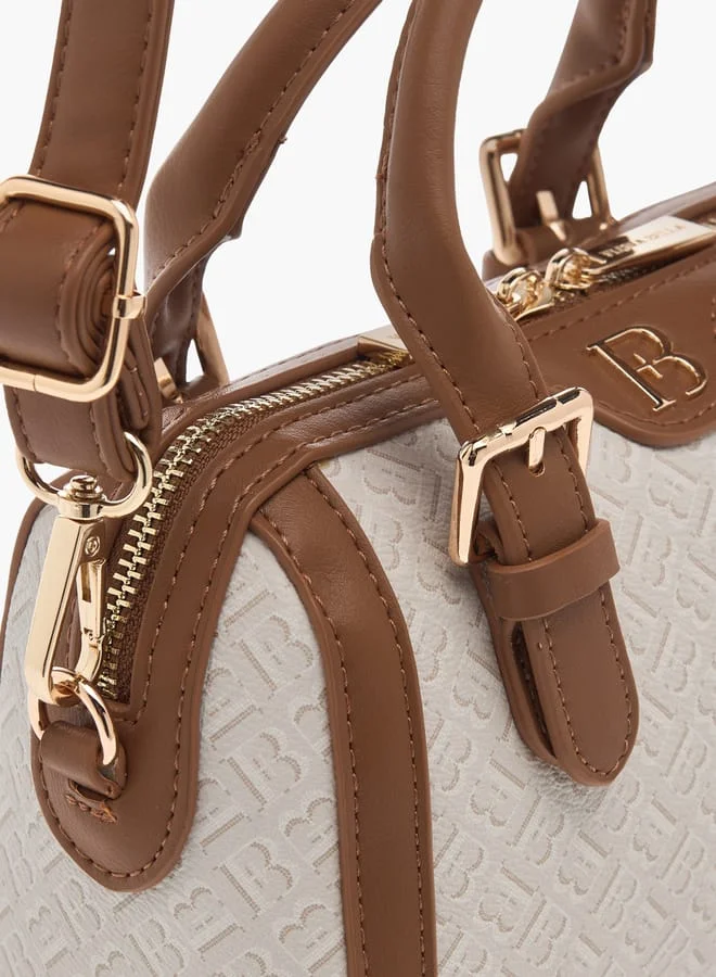 Flora Bella By Shoexpress Women All-Over Monogram Detail Tote Bag with Detachable Strap and Zip ...