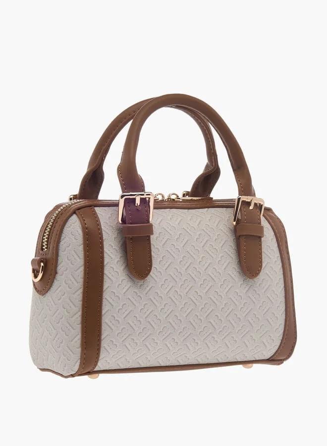 Flora Bella By Shoexpress Women All-Over Monogram Detail Tote Bag with Detachable Strap and Zip ...