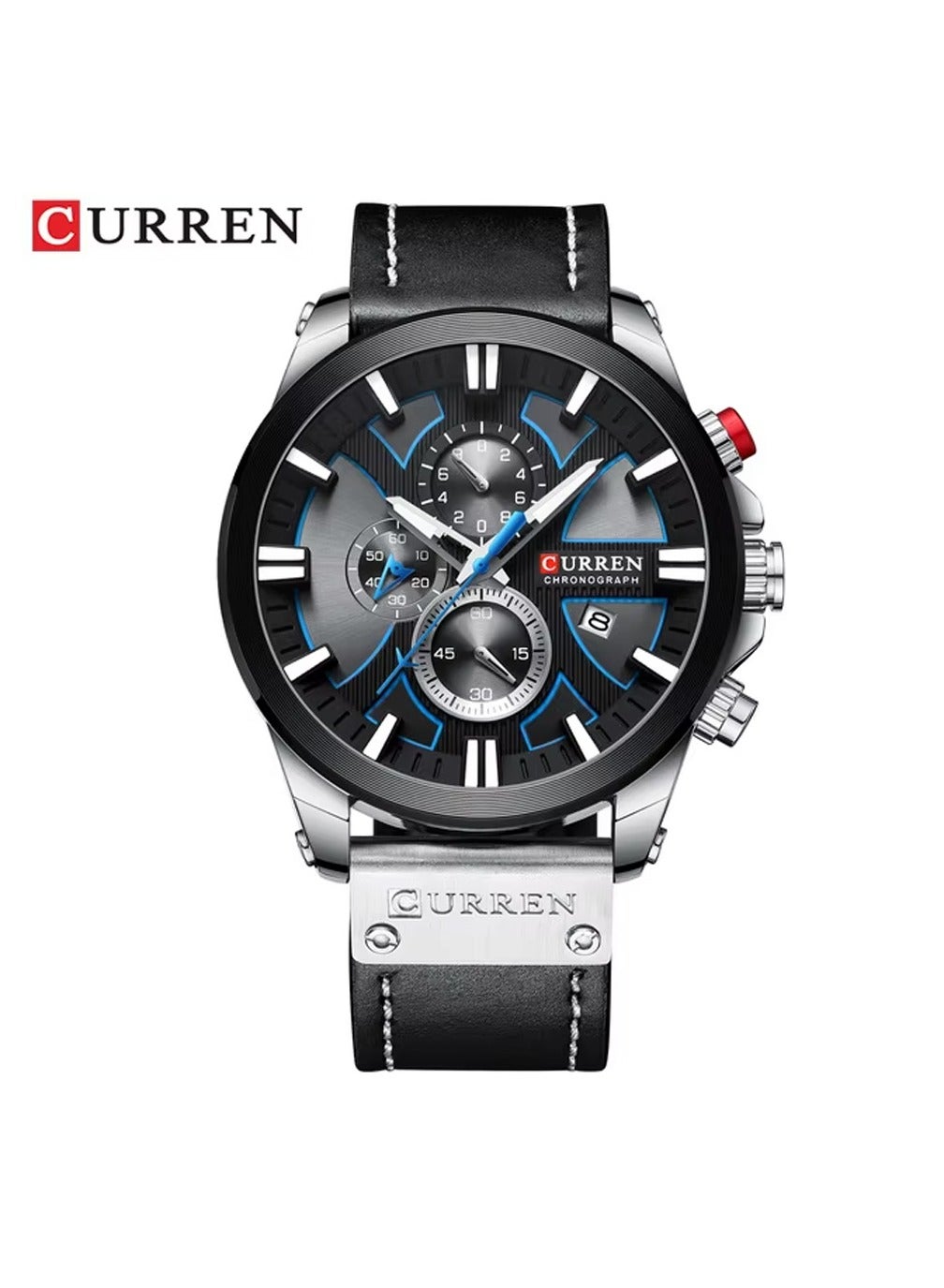CURREN 8346 Chronograph Men's Watch Black Dial with Blue Accents ...