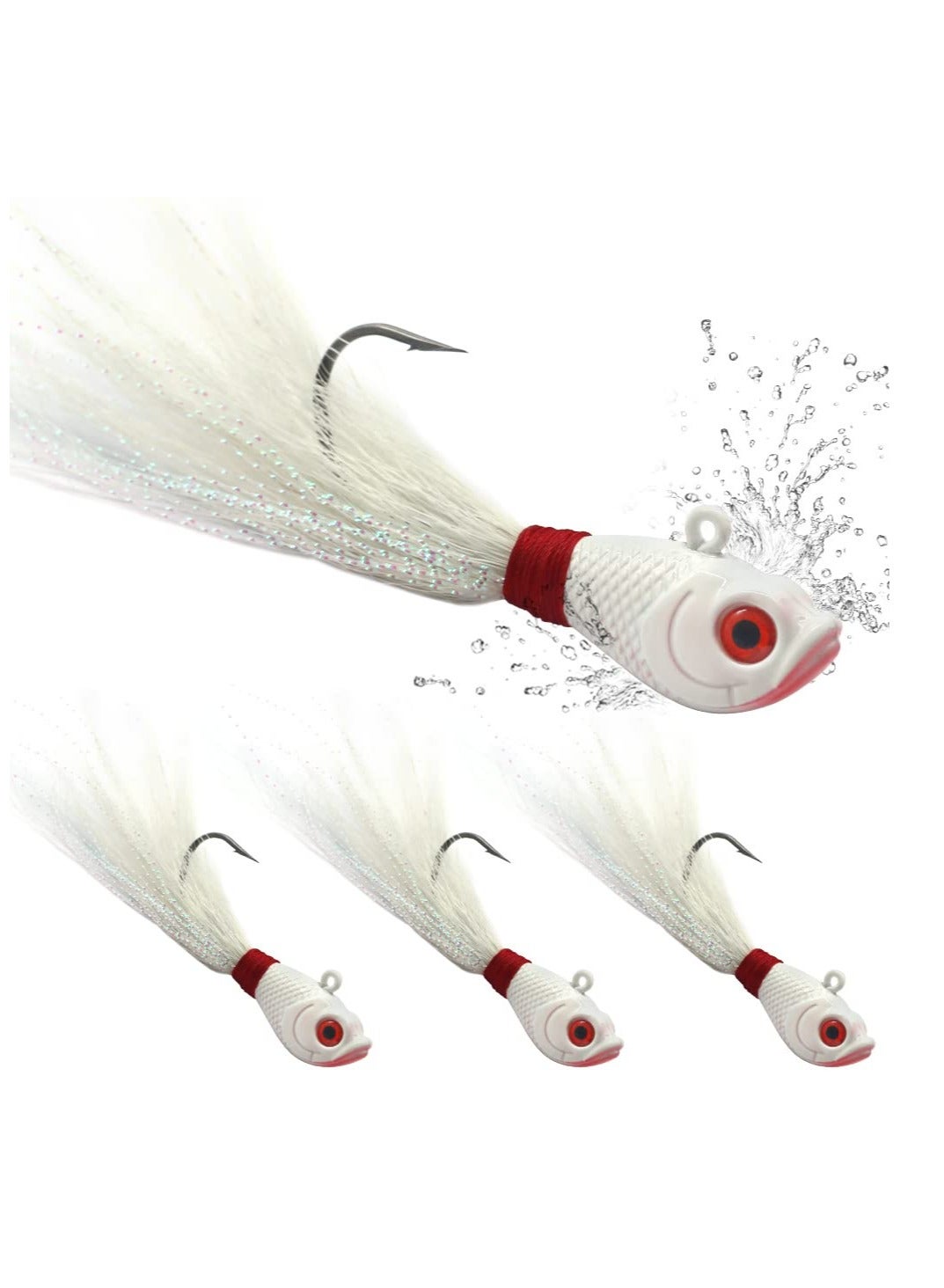 Excefore Bucktail-Jigs-Saltwater-Hair-Jigs-Head -Flukes-Fishing-Lures ...