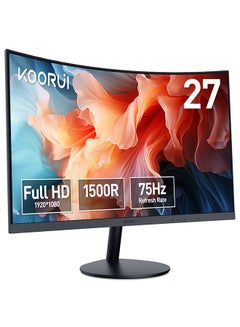 KOORUI 27-Inch Curved Business Monitor – Full HD 1920 x 1080, 75Hz Refresh Rate, sRGB 99% Color ...