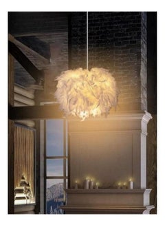 MIXDE Feather Ceiling Pendant,LED White Feather Ceiling Light Fixture ...