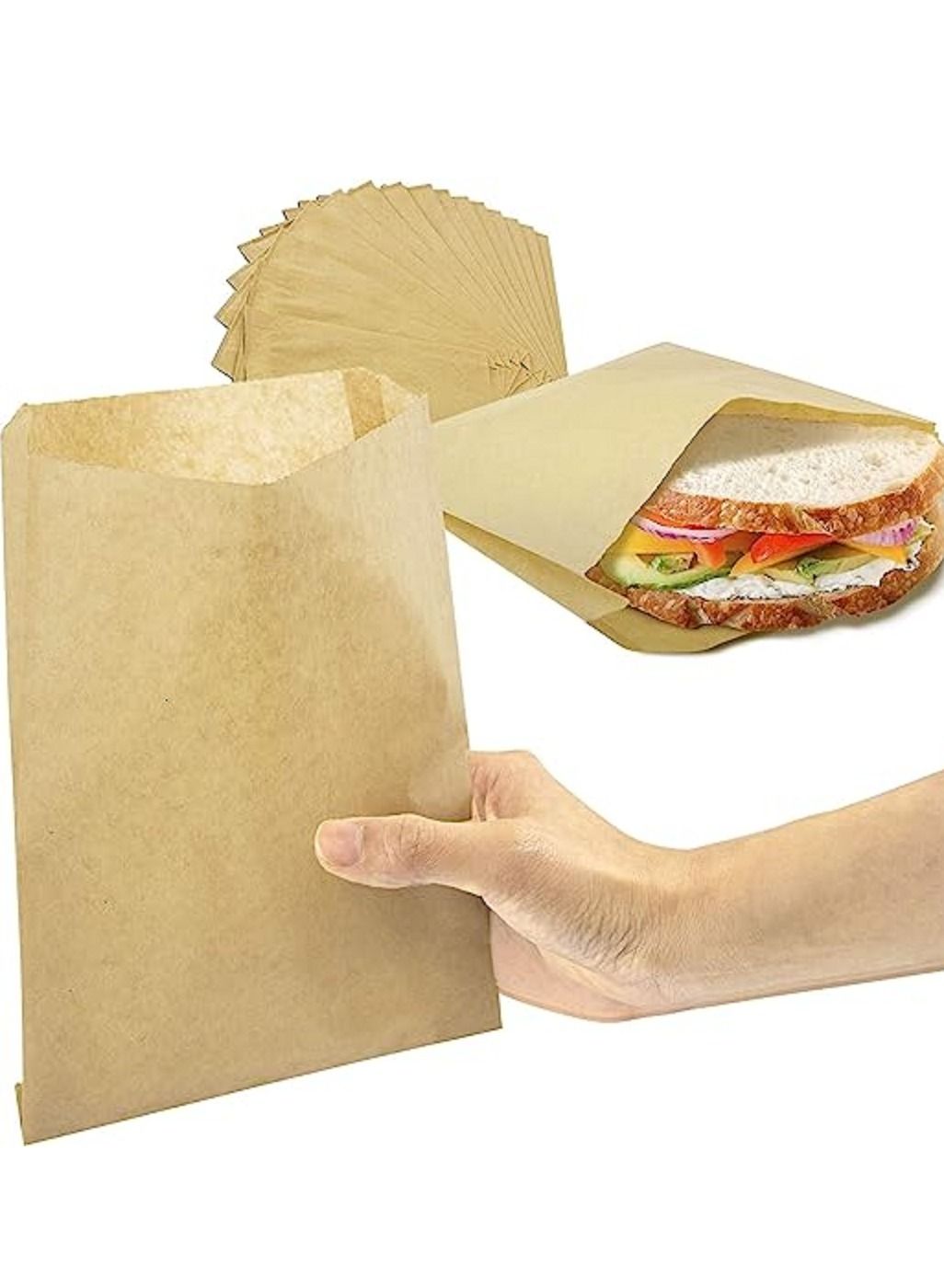 Generic 200 Pack Dry Wax Paper Sandwich Bags - Brown Unbleached ...
