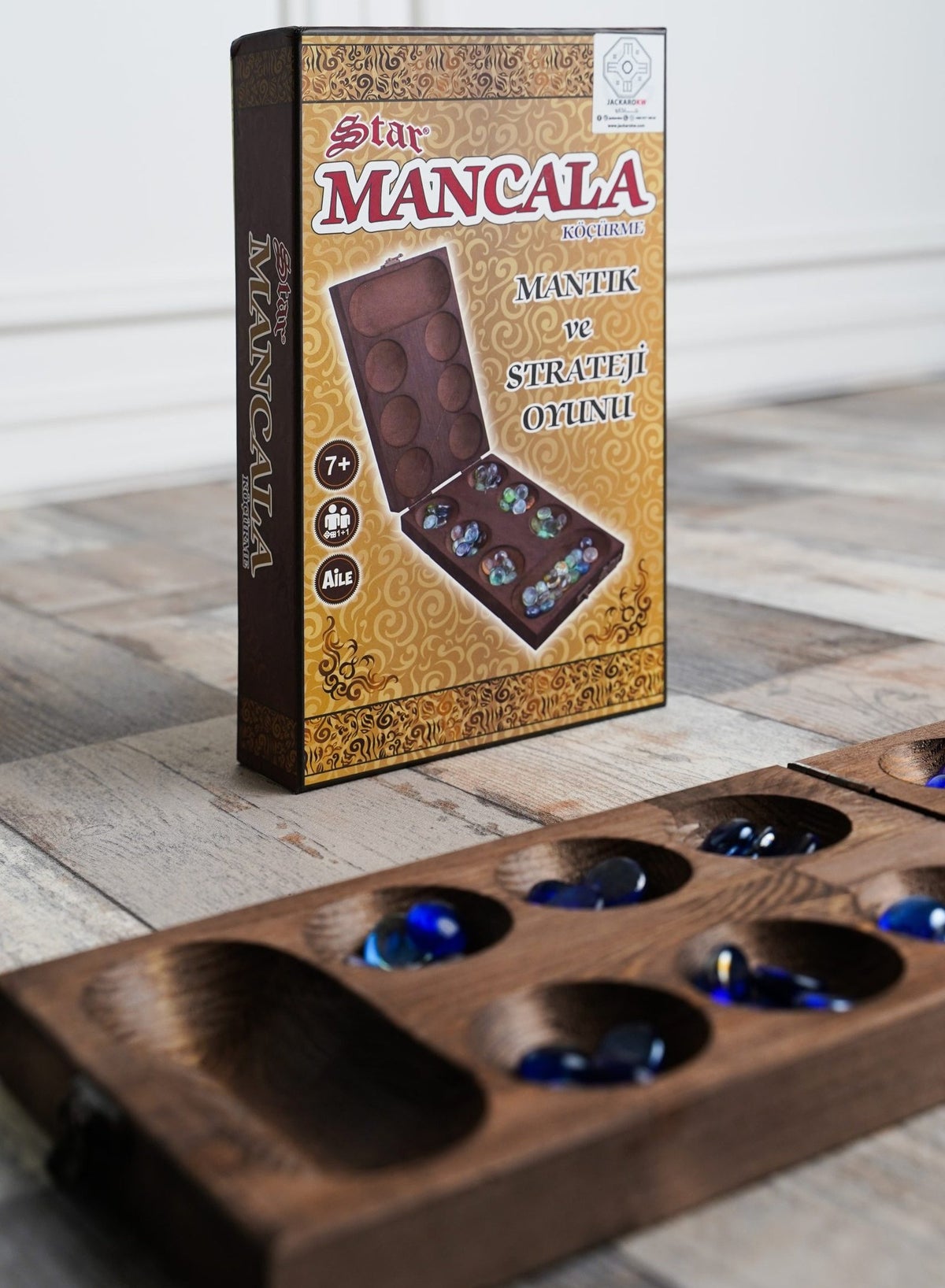 Star Wooden Mangala Game – Traditional Mancala Strategy Board with Intricate Star Design, 17x28 ...