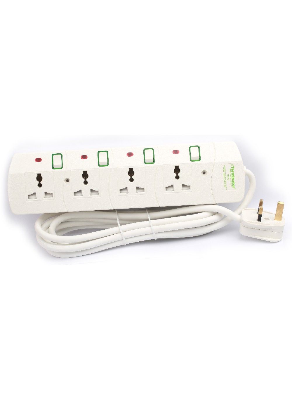 Terminator Terminator 4 Way Universal Power Extension Socket 13A 3M ...