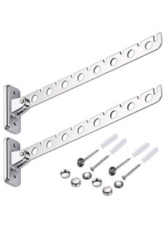 SYOSI Wall Mounted Folding Clothes Rack, 2 Pieces Stainless Steel Coat ...