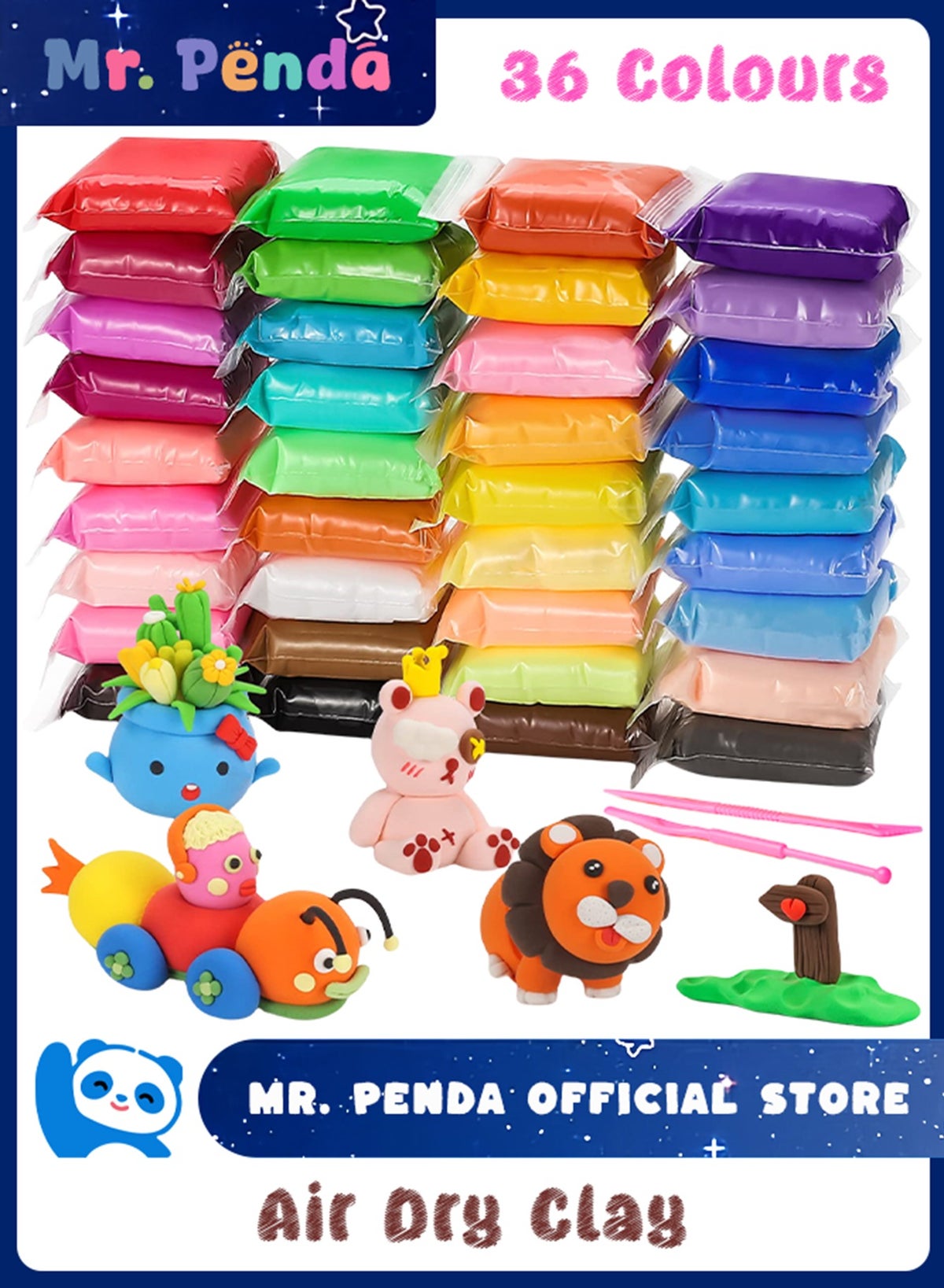 Mr. Penda 36 Colors DIY Plasticine, Air Dry Clay, Super Light DIY Soft ...