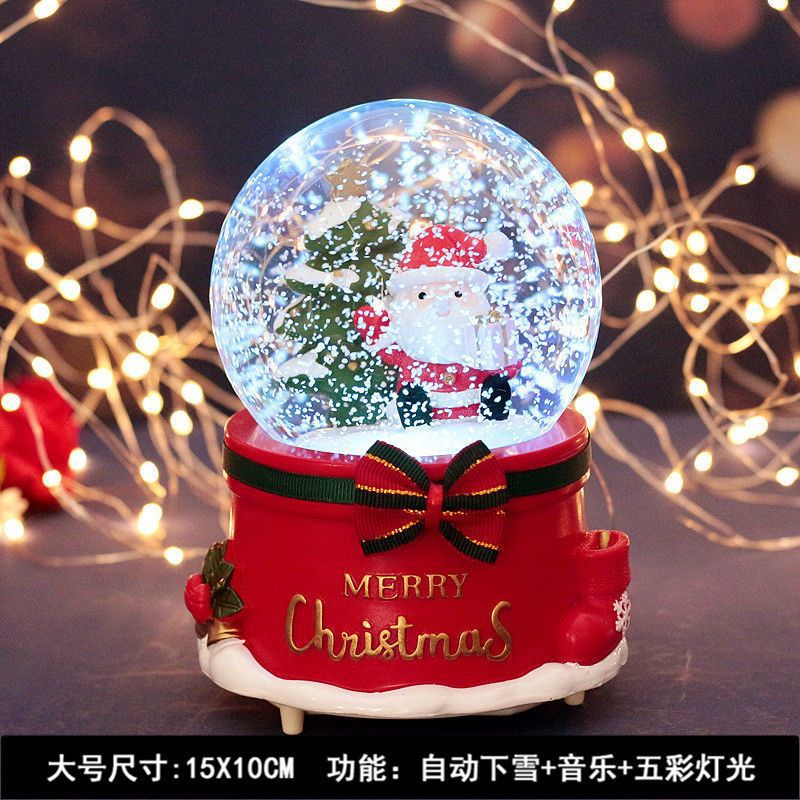 Generic Snowflake Santa Claus Crystal Ball Luminous Music Box Christmas ...