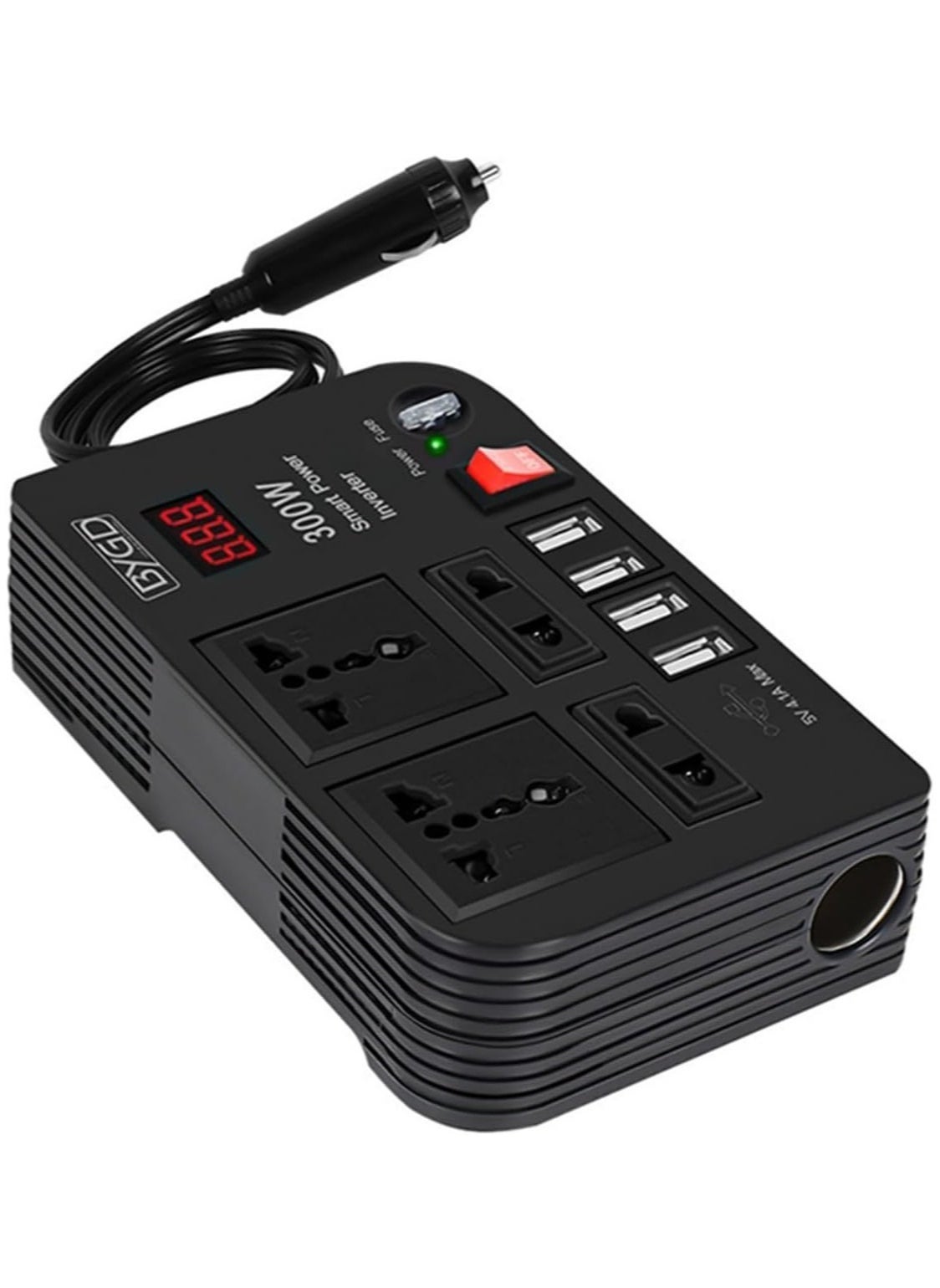 BGM Power Your Journey with a 300W Car Power Inverter: Converts 12V/24V DC to 220V AC with 4 ...