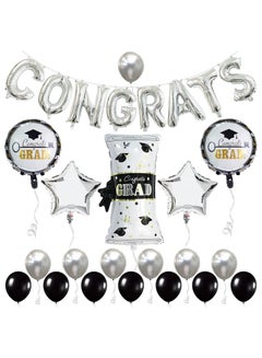 STAUD Silver Congrats Balloon Set Pack of 27 for Graduation Party ...