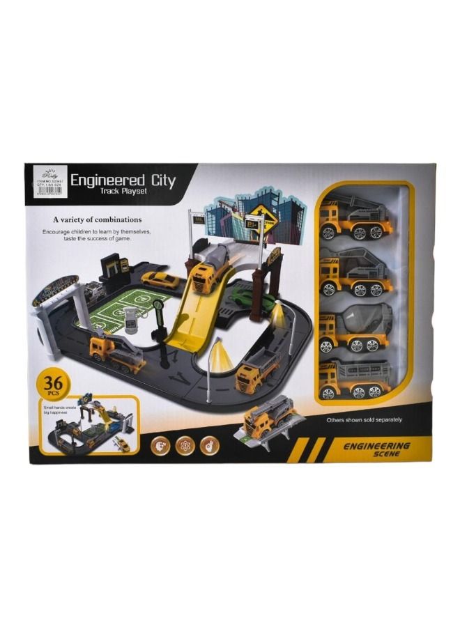 Rally 36 Pcs Battery Operated Engineered City Track Vehicle Playset ...