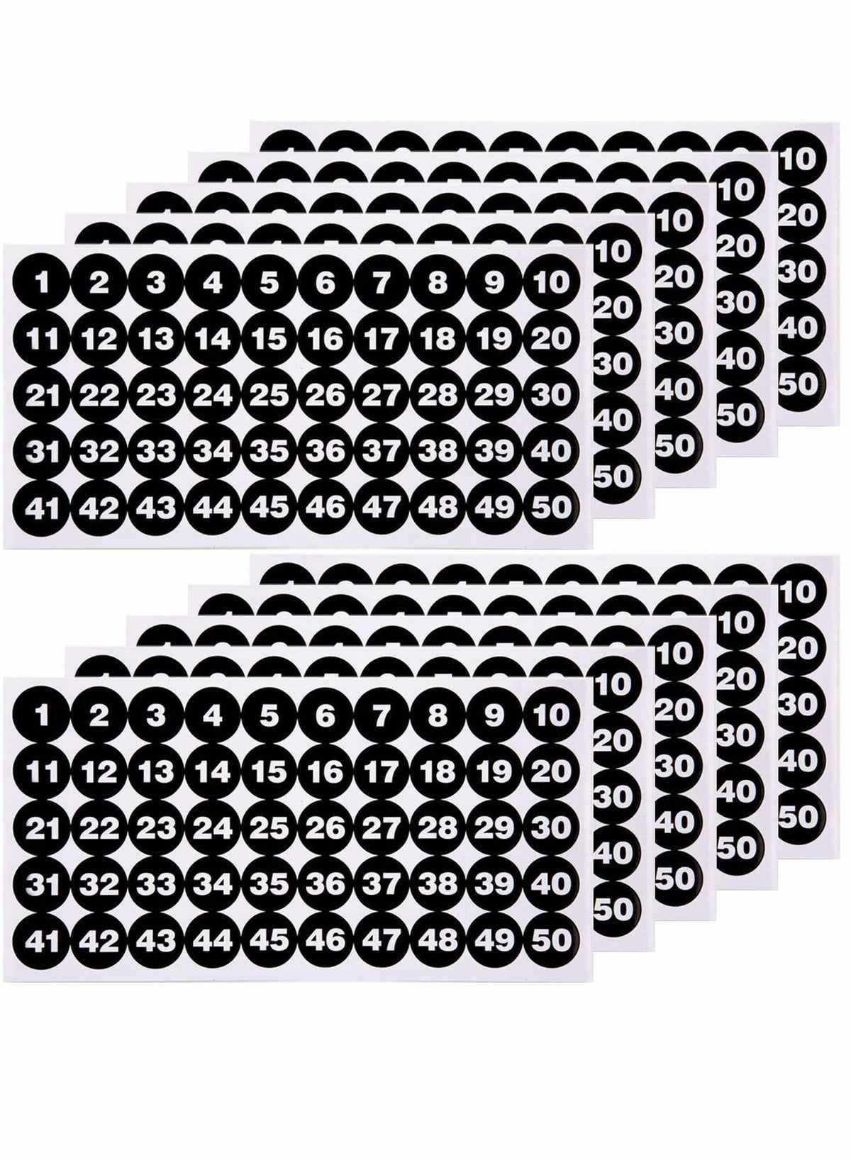 Excefore Number Stickers, Consecutive Number Stickers (1-50) 2.54cm ...