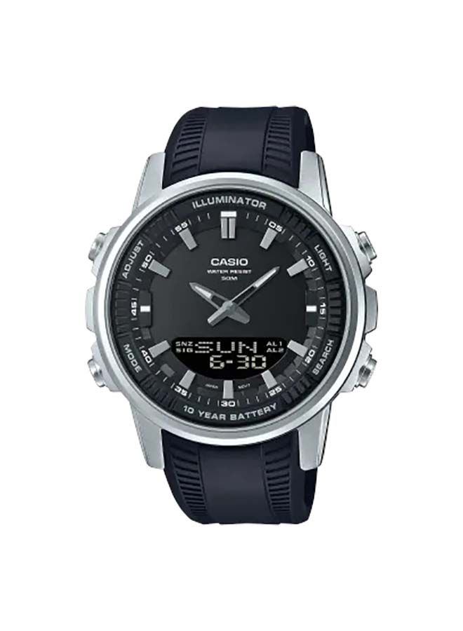 CASIO Round Shape Analog Resin Wrist Watch AMW-880-1AVDF - 47mm - Black ...