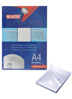 PARTNER 100-Piece A4 Size Clear PVC Binding Covers 180 Micron Thickness ...
