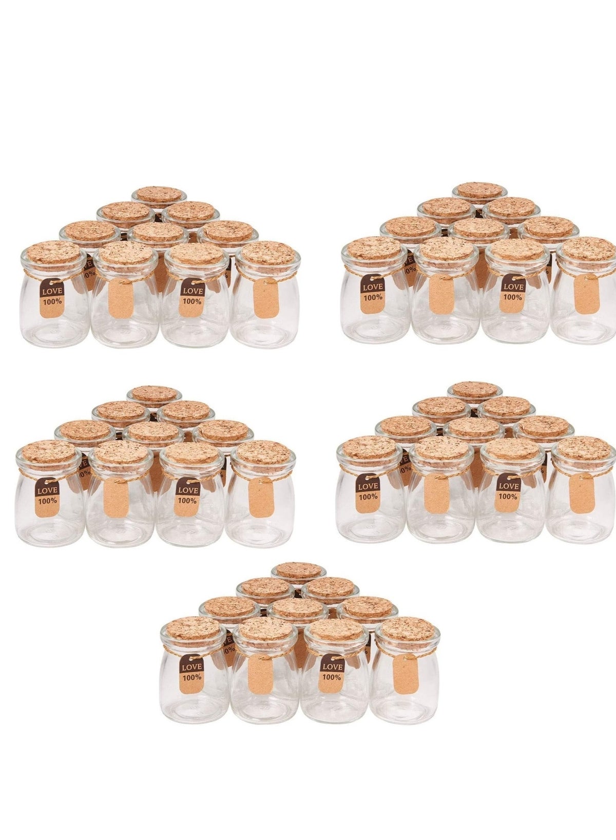 vsell24 Pack of 100 Pcs Glass Pudding jars Glass Containers with Cork ...