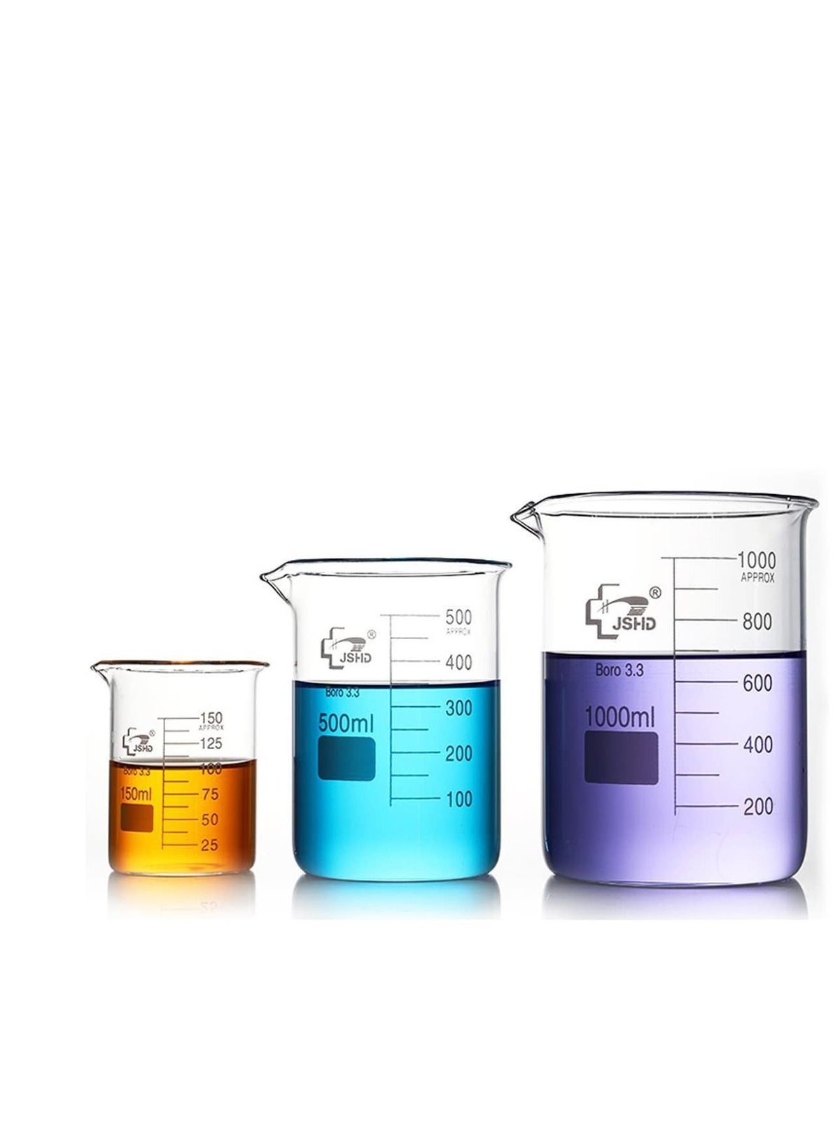 Y&D Beaker Glass Measuring Low Form Set Graduated Borosilicate ...