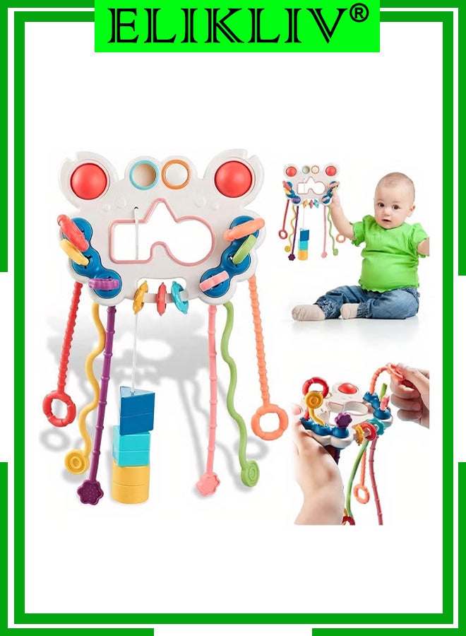 ELIKLIV Push and Pull Toy， Food Grade Silicone Pull String Activity Toy ...