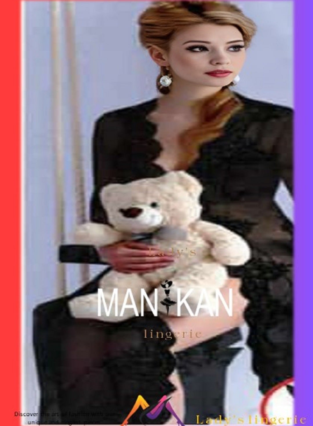 Generic MANIKAN chiffon bridal lingerie set with rob mixed with lace ...