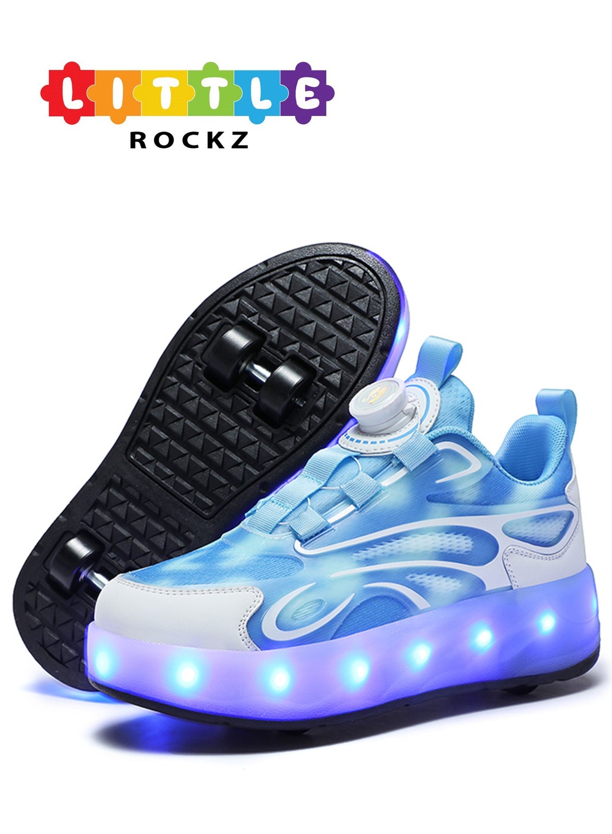LITTLE ROCKZ Double Wheel LED Flash Light Fashion Shiny Sneaker Skate ...