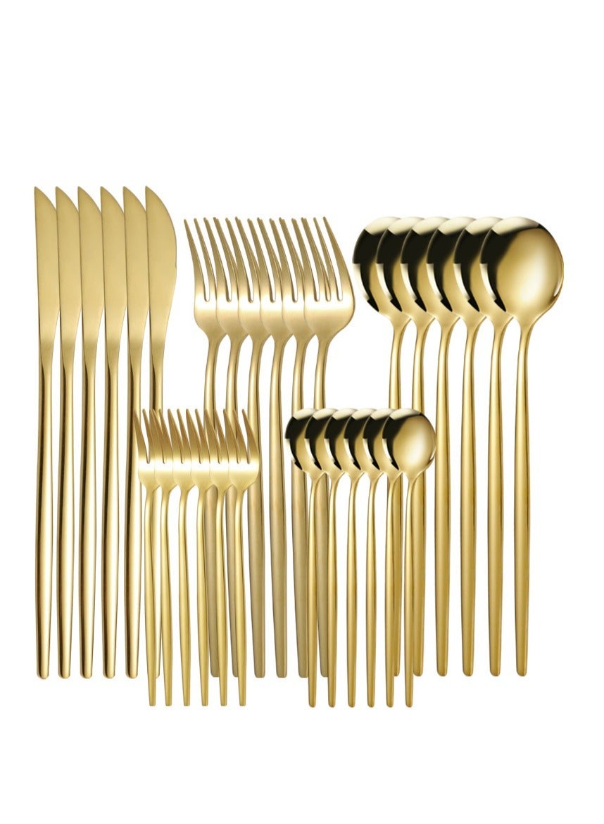 Generic 30 Piece Stainless Steel Knife Fork Spoon Full Set for Home ...