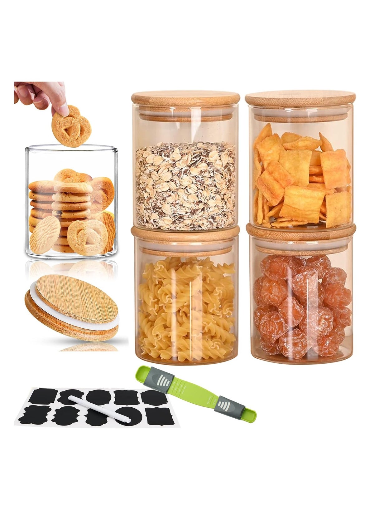 TYCOM Tycom Glass Jars Set 8cm*10cm (4 Packs), Food Storage Containers for Kitchen, Spice jars ...