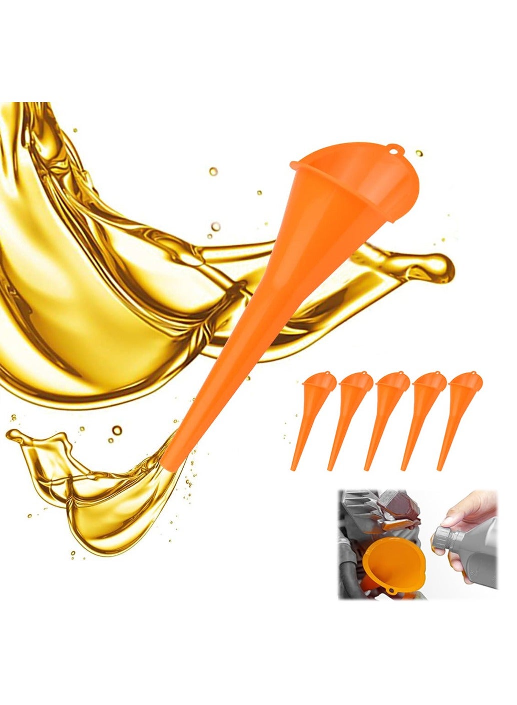 SYOSI Car Refueling Long Funnel 6 Pcs Plastic Funnel Kit Automotive ...