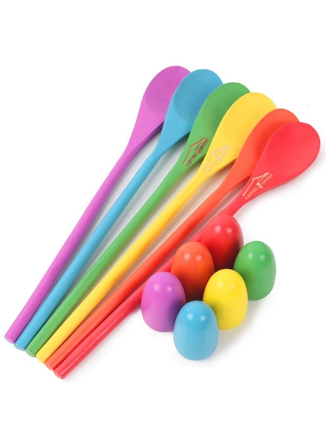 LovesTown 12 Pcs Egg Spoon Race Game Sets, Wooden Balance Relay Games ...