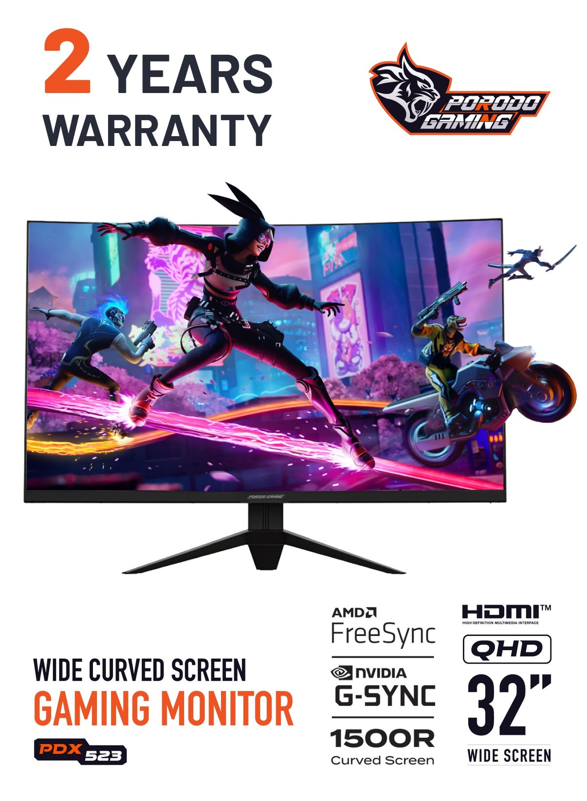porodo 32 inch Gaming Monitor Curved with RGB Light / MT9800 180Hz ...