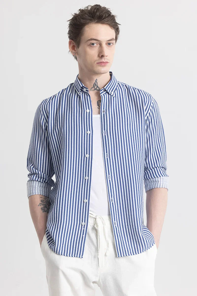 SNITCH Blue Stripehaven Blue Striped Shirt for Men | Best Price UAE