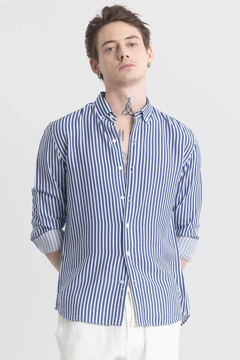 SNITCH Blue Stripehaven Blue Striped Shirt for Men | Best Price UAE
