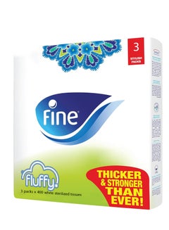Fine Fine Fluffy 2 Ply Facial Tissue Soft Pack, 400 Sheets (Pack of 3 ...